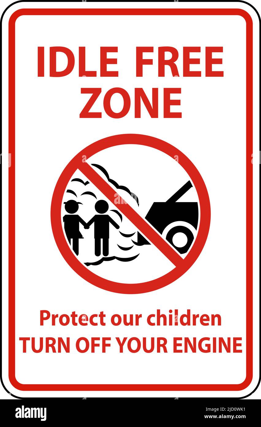 Idle Free Zone Sign On White Background Stock Vector Image & Art - Alamy