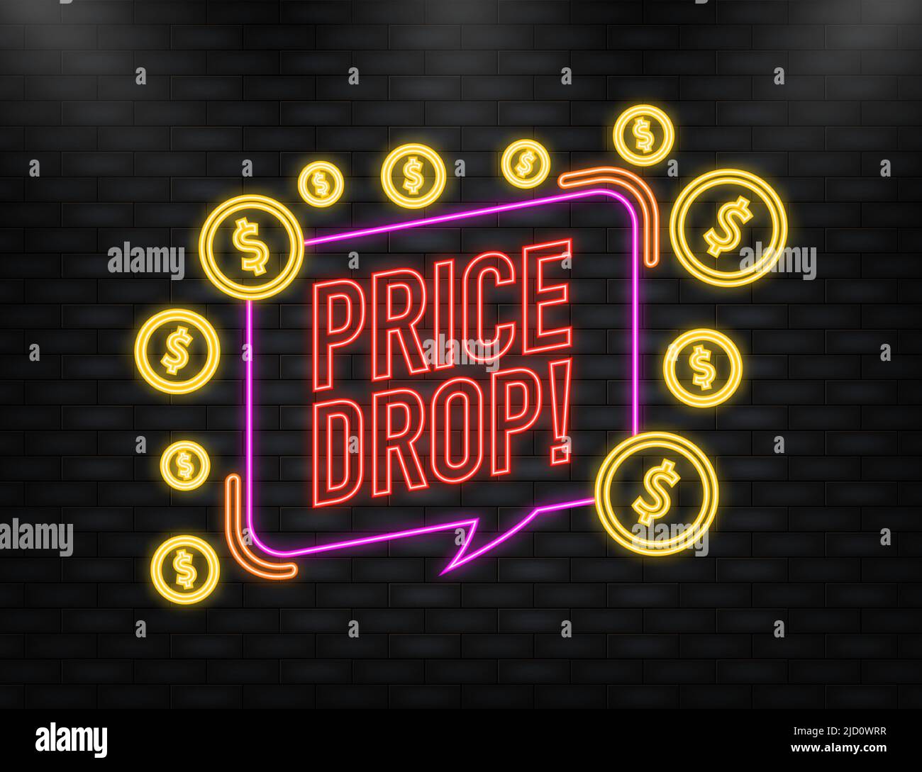 Advertising with flat price drop for banner design. Vector background ...