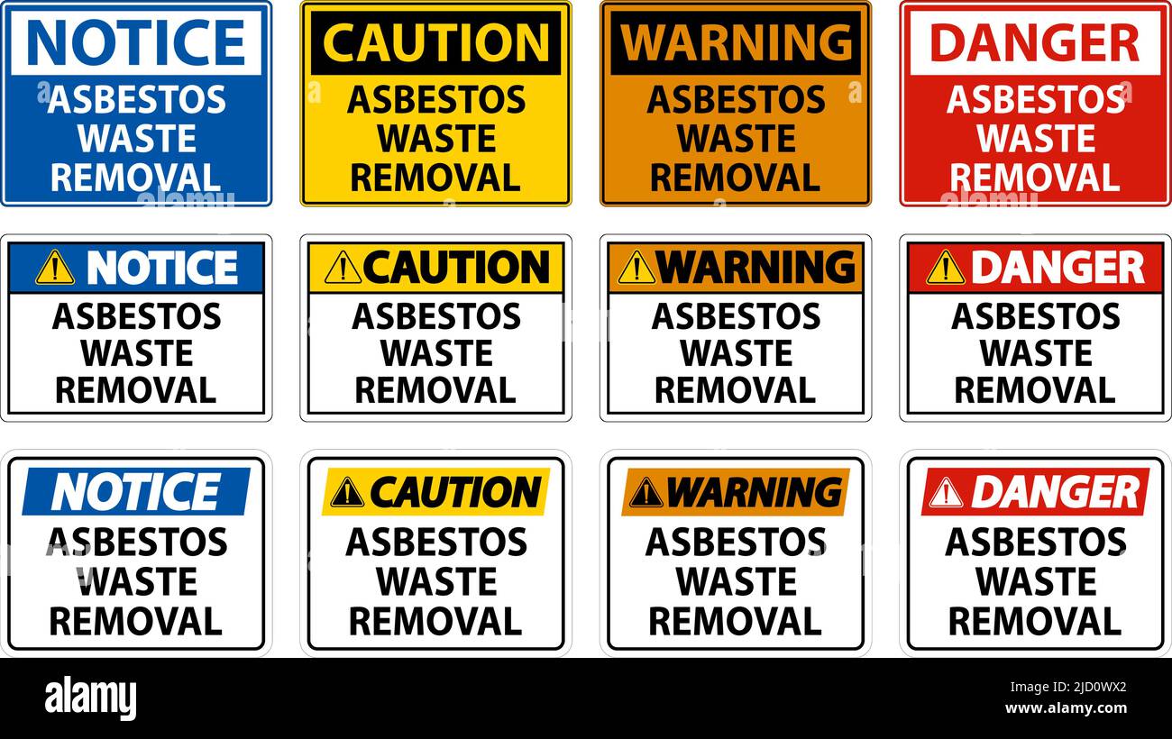 Danger Asbestos Waste Removal Sign On White Background Stock Vector ...