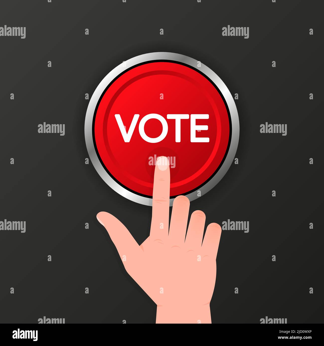 Vote 3D realistic red button on black background. Vector illustration ...