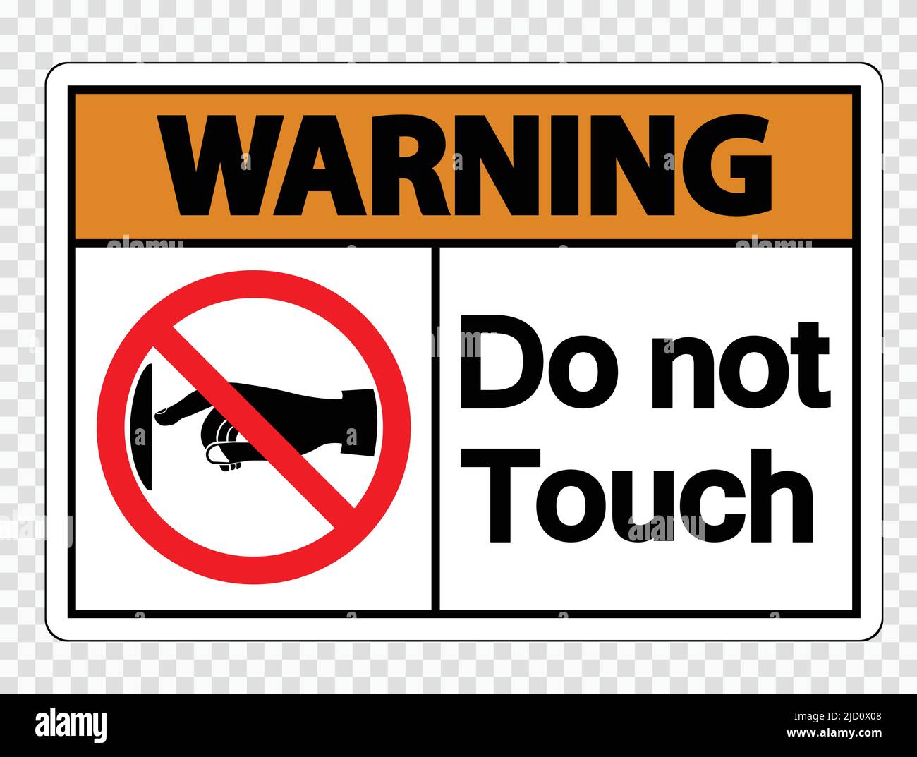 Warning do not touch sign label on transparent background,vector ...