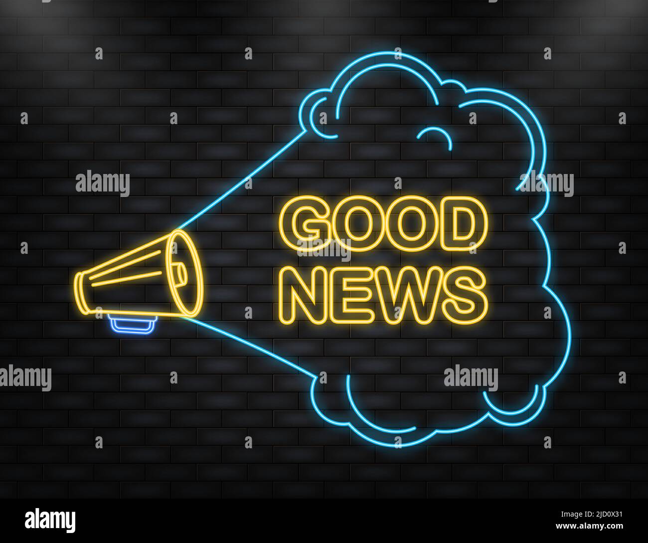 Megaphone blue banner with good news sign. Vector illustration Stock ...