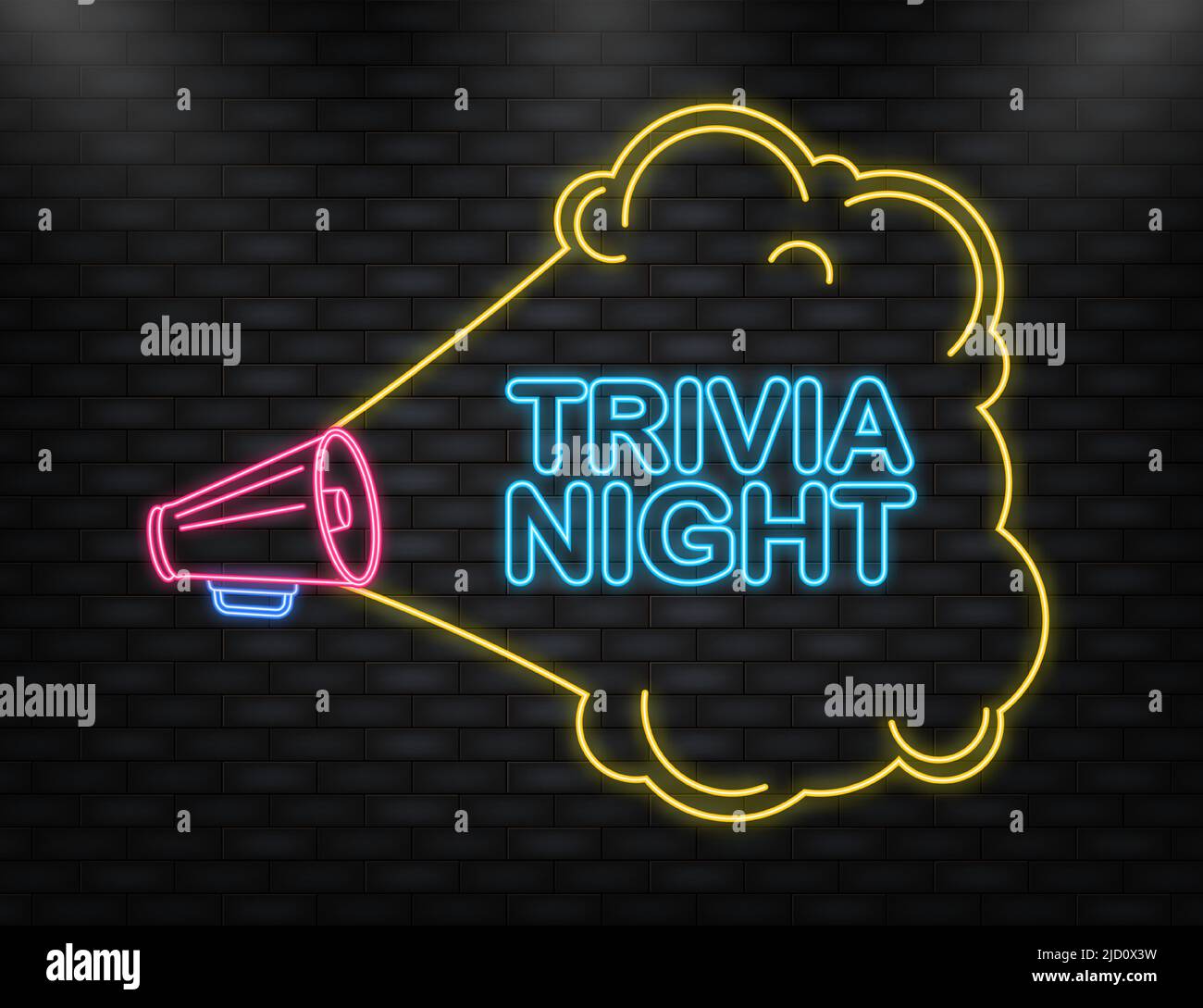 Neon Icon. Trivia night banner in 3D style on white background. Vector ...