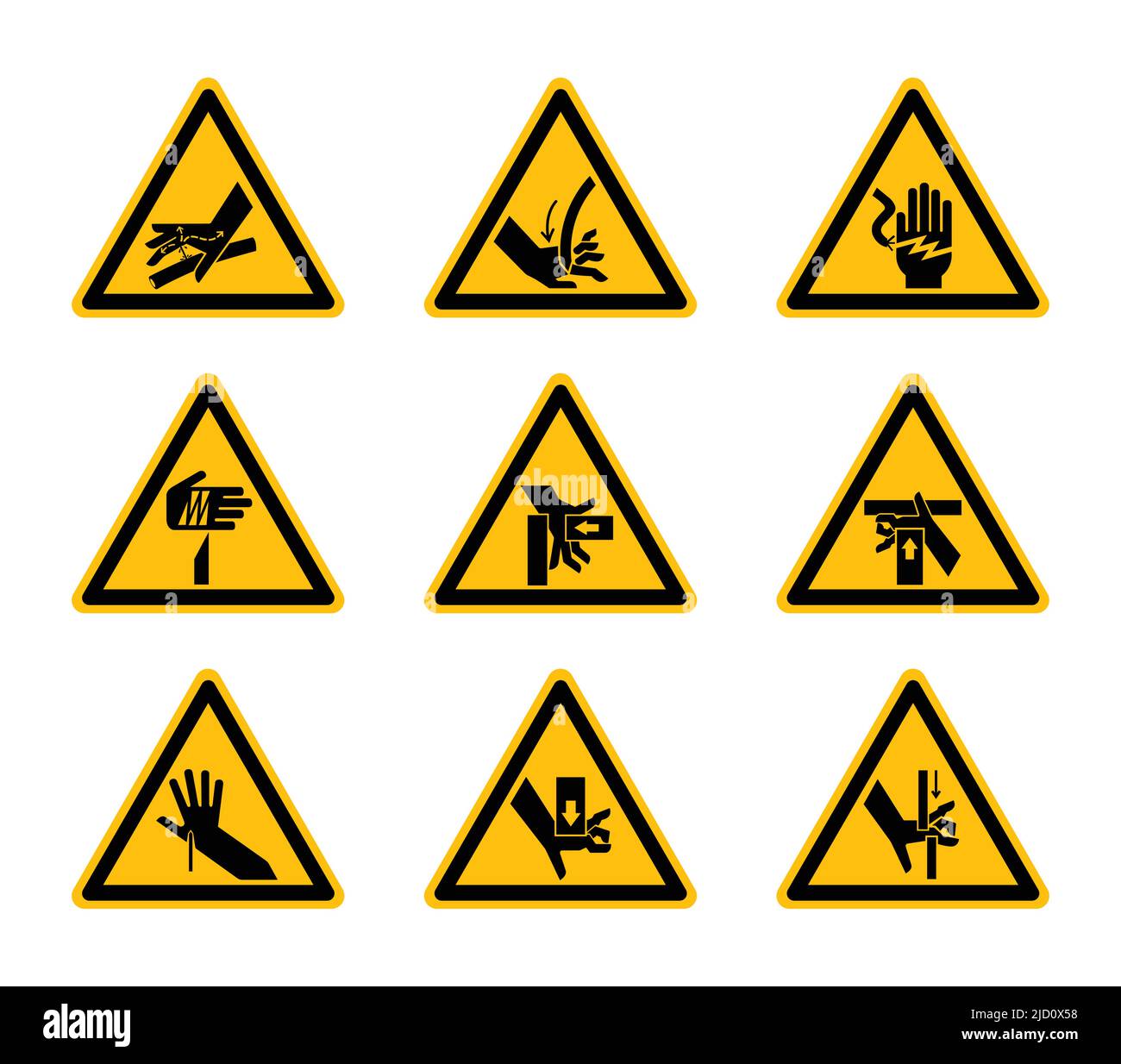 Triangular Warning Hazard Symbols labels Isolate On White Background ...
