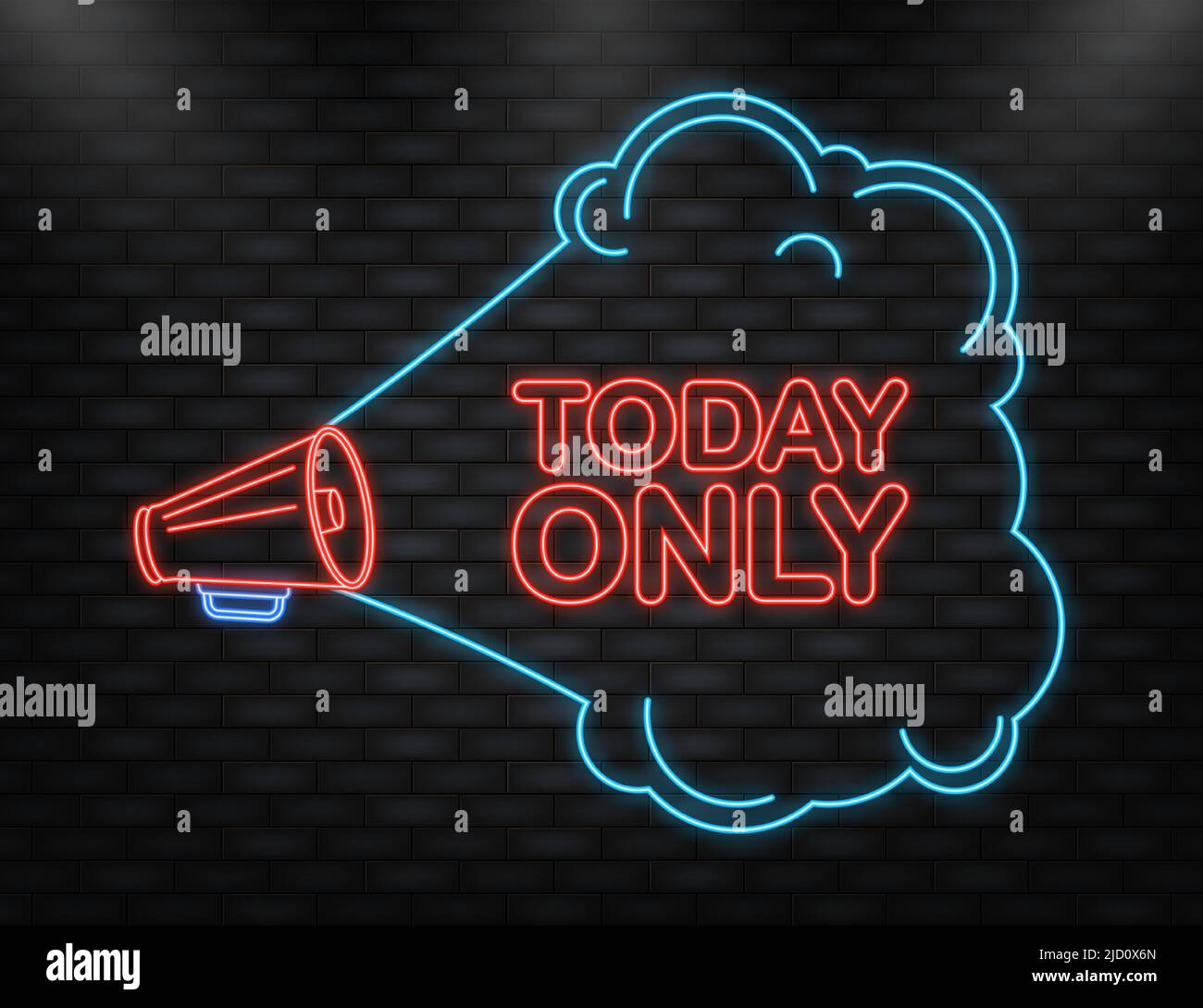 Megaphone blue banner with today only sign. Vector illustration Stock ...