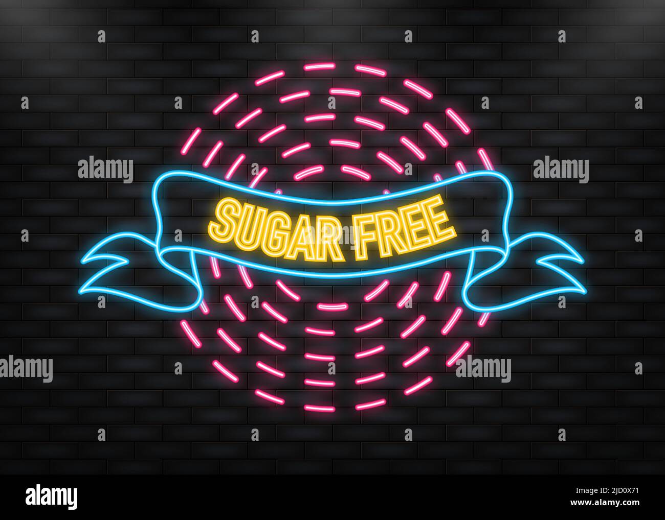 Neon icon with sugar free ribbon. Organic signs. Vector illustration ...