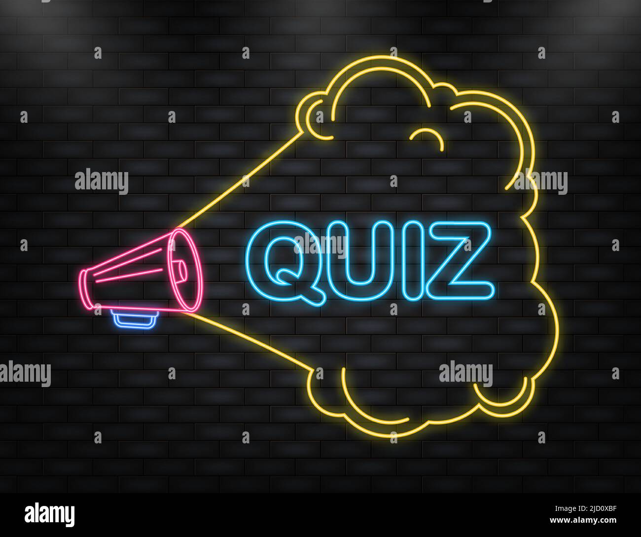 Neon Icon. Quiz blue banner in 3D style on white background. Vector illustration Stock Vector ...