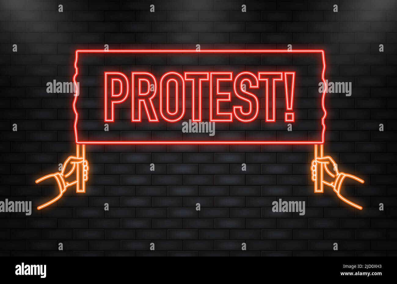 Protest realistic red table on blue background. Vector illustration ...