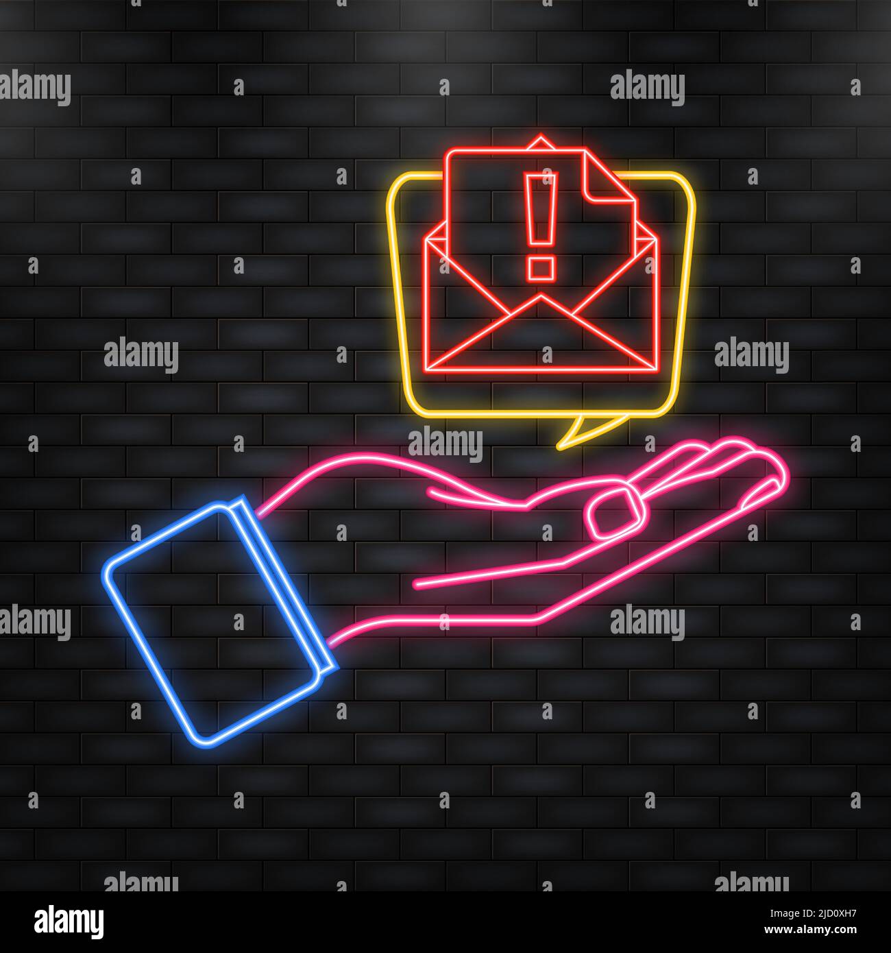Neon Icon. Illustration for mobile app design. Message notification ...