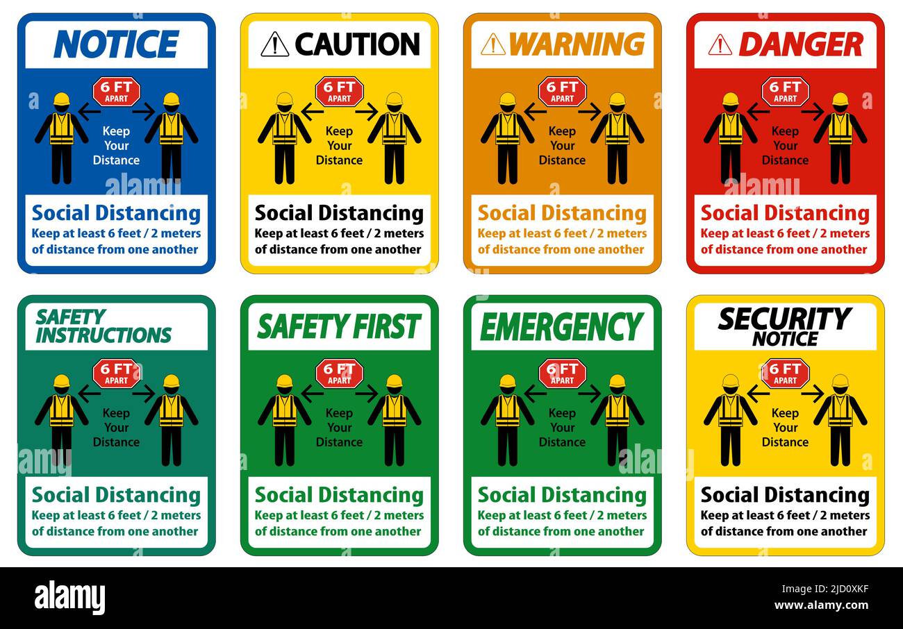 Social Distancing Construction Sign Isolate On White Background,Vector ...