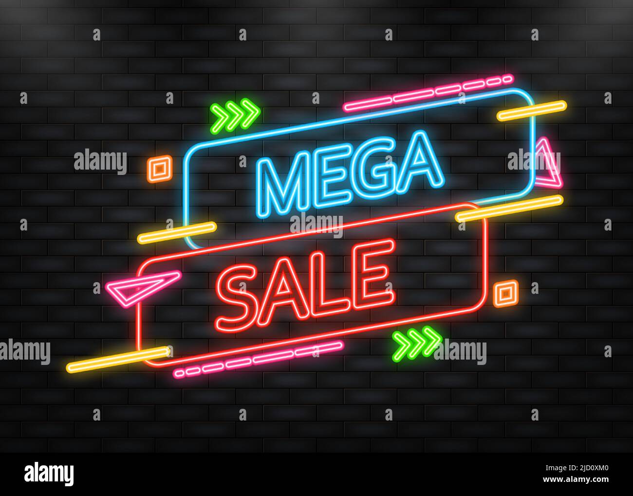 Neon Icon. Vintage icon with red sticker mega sale on pop style ...