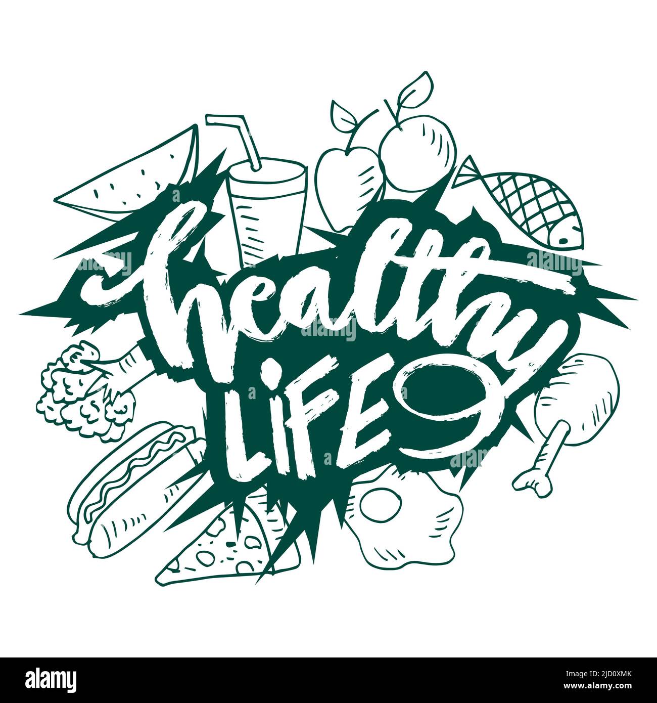Healthy lifestyle doodle hand hi-res stock photography and images - Alamy