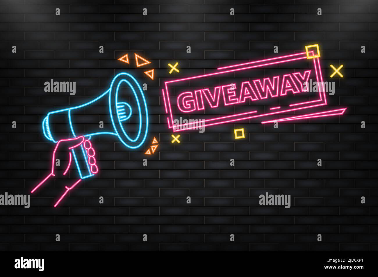 Neon Icon. Giveaway logo template for social media post or website ...