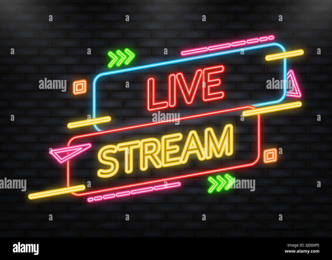 Neon Icon. Live stream logo - red vector design element with play ...