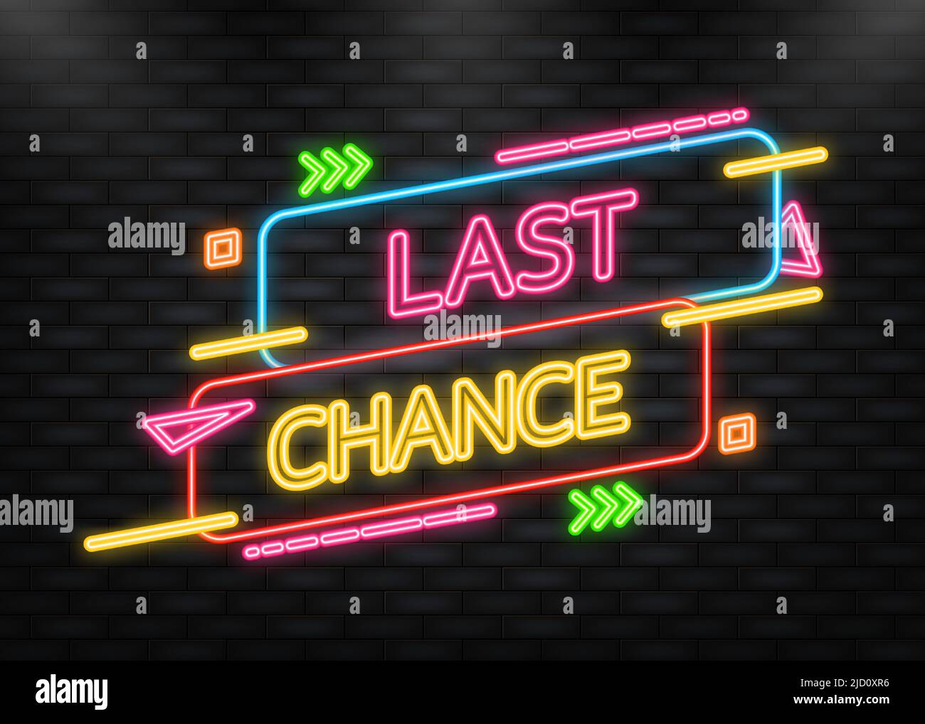 Neon Icon. Last chance flat red banner in pop style on white background ...