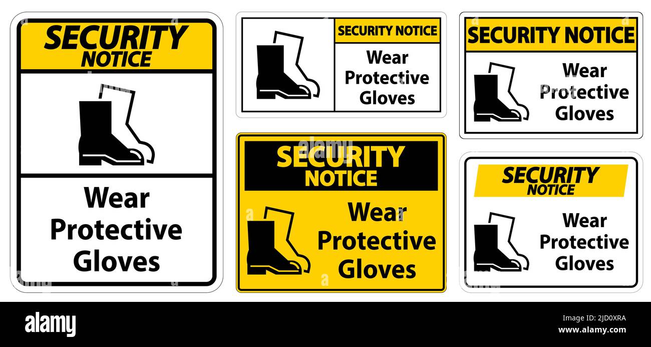 Security Notice Wear protective footwear sign on transparent background ...