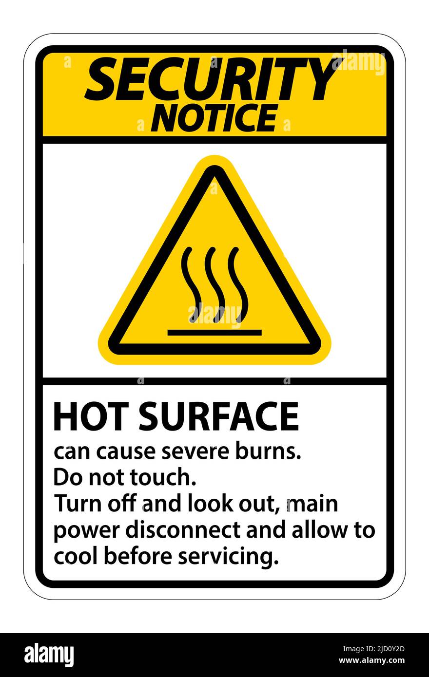Security Notice Hot surface sign on white background Stock Vector Image ...