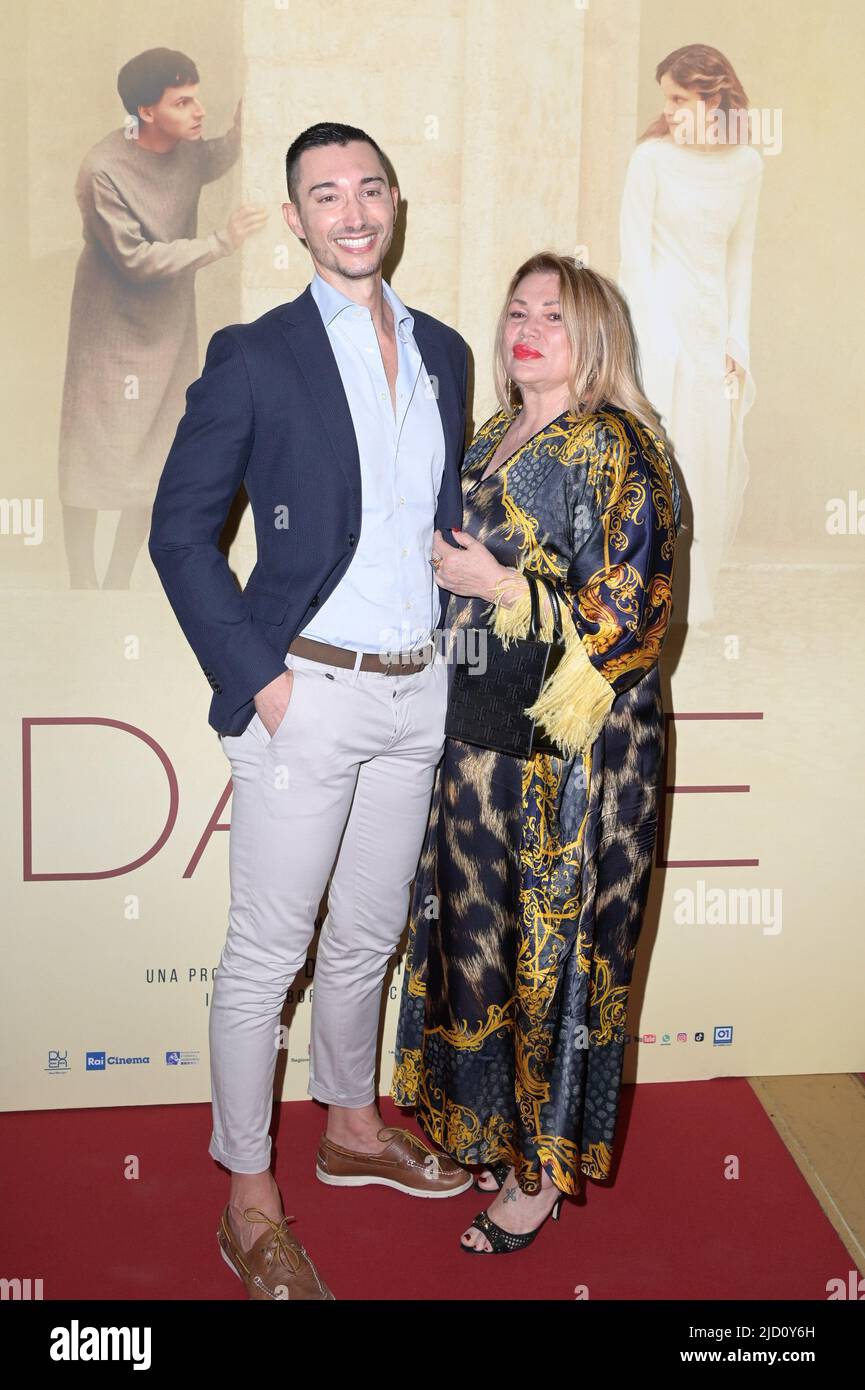 Serena Grandi (R) and Carlo Alberto Biazzi (L) attend the red carpet of ...