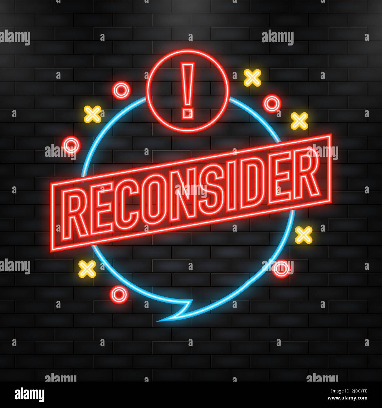 Neon Icon. Reconsider red banner on white background. Vector ...