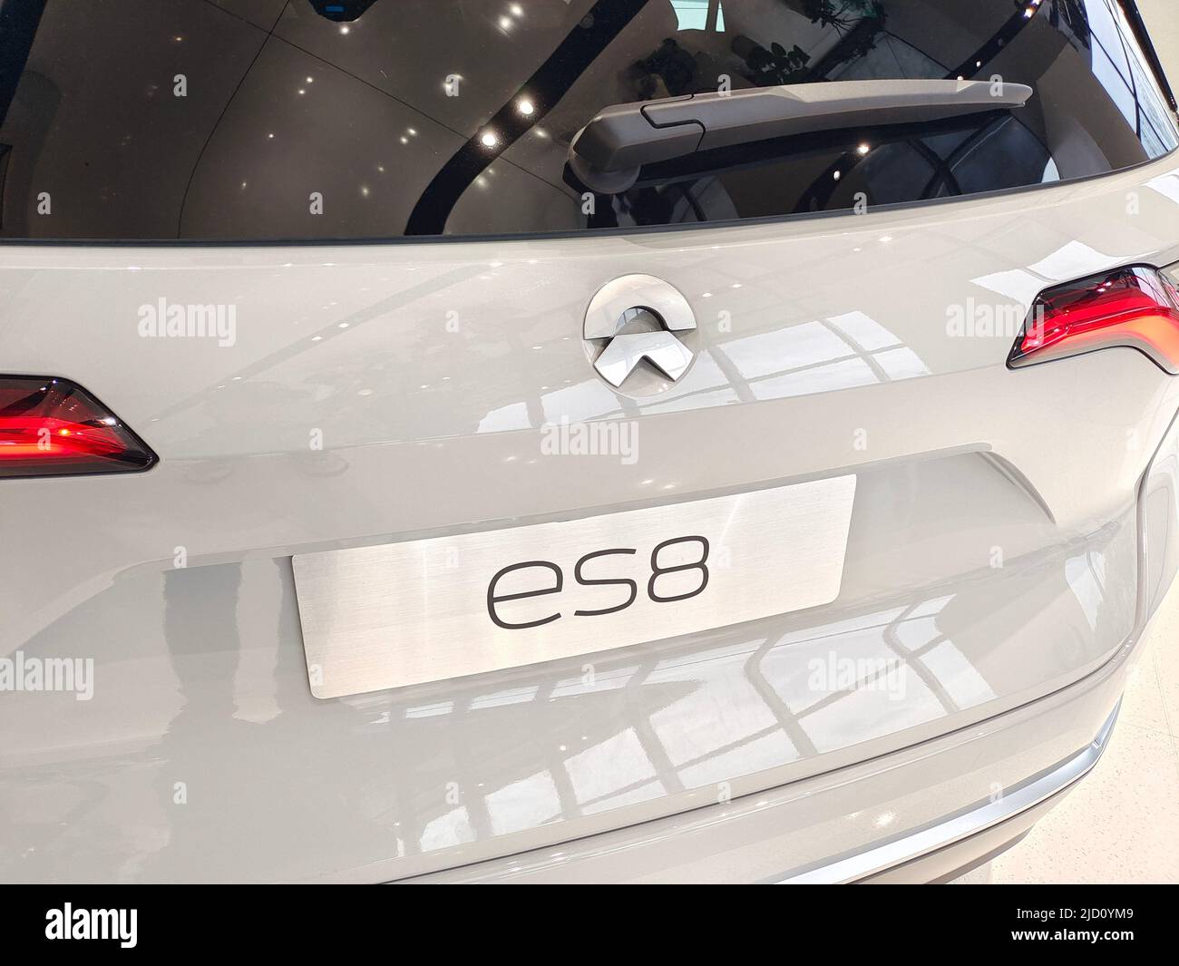 SHANGHAI, CHINA - NOVEMBER 28, 2021 - Customers look at ES8 models at a Nextev store in Shanghai ...