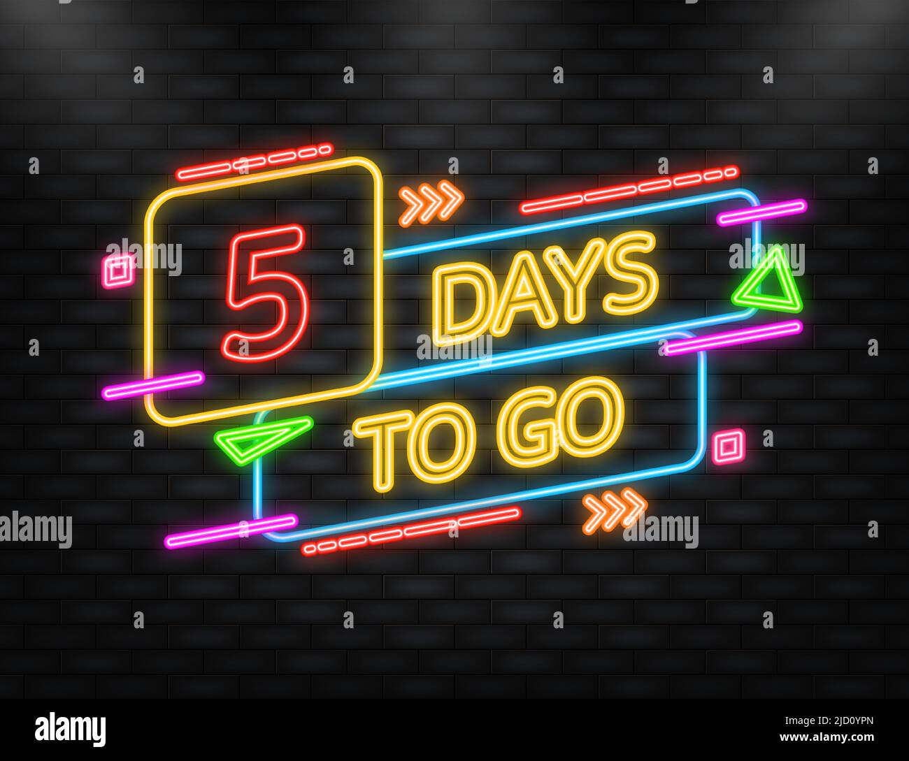 Neon Icon. 5 Days to go poster in flat style. Vector illustration for ...