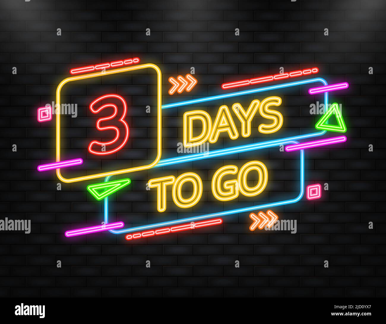 Neon Icon. 3 Days to go poster in flat style. Vector illustration for ...
