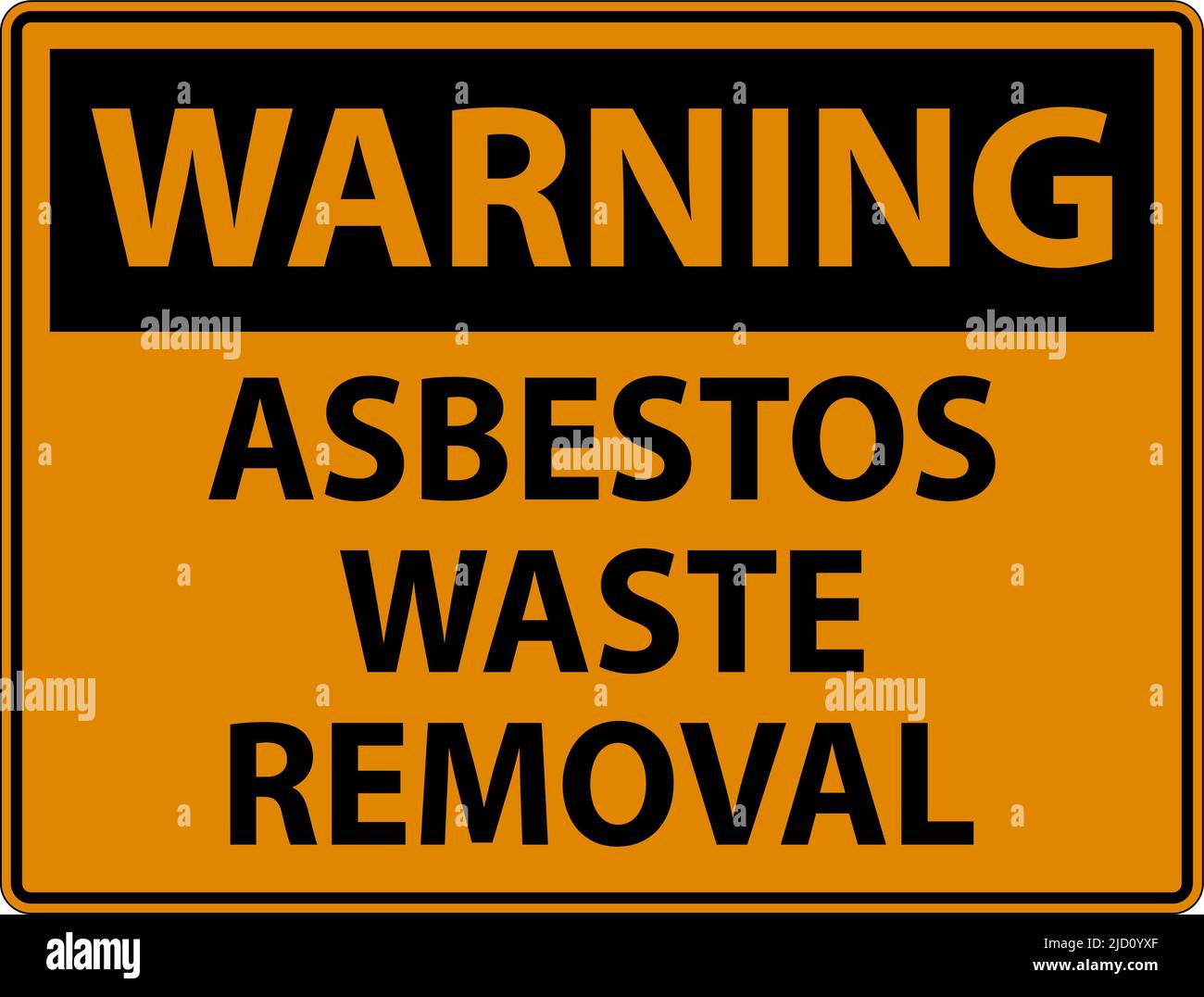 Warning Asbestos Waste Removal Sign On White Background Stock Vector ...