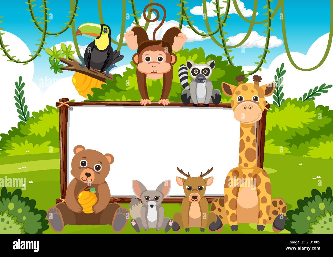 Blank board with wild animals illustration Stock Vector Image & Art - Alamy