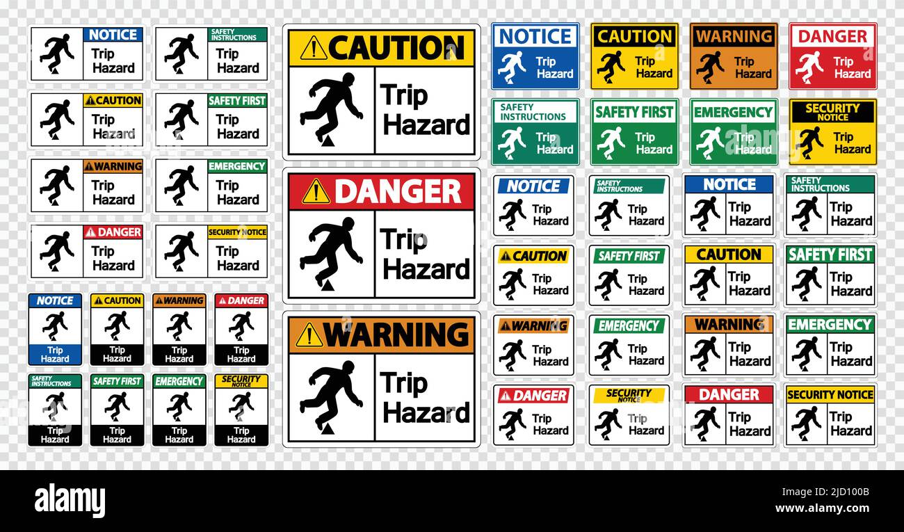 Set Trip Hazard Symbol Sign on transparent background,Vector ...