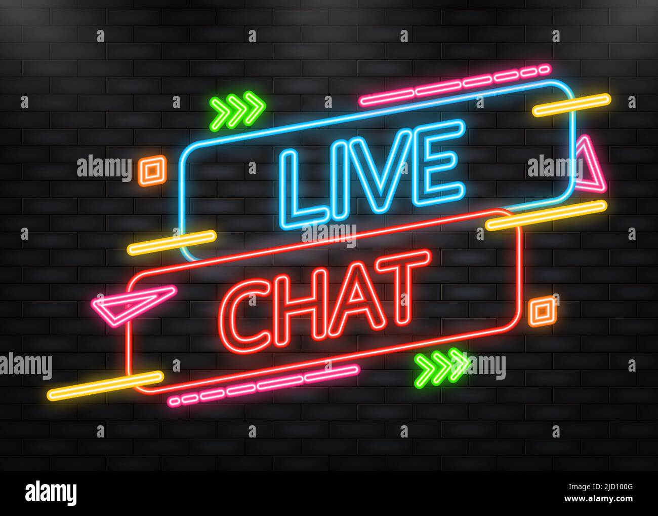 Live chat in neon style. Online support call center. Customer service ...