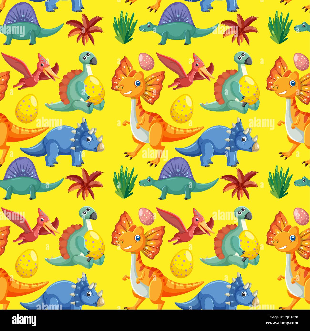 Cute dinosaur seamless pattern illustration Stock Vector Image & Art ...