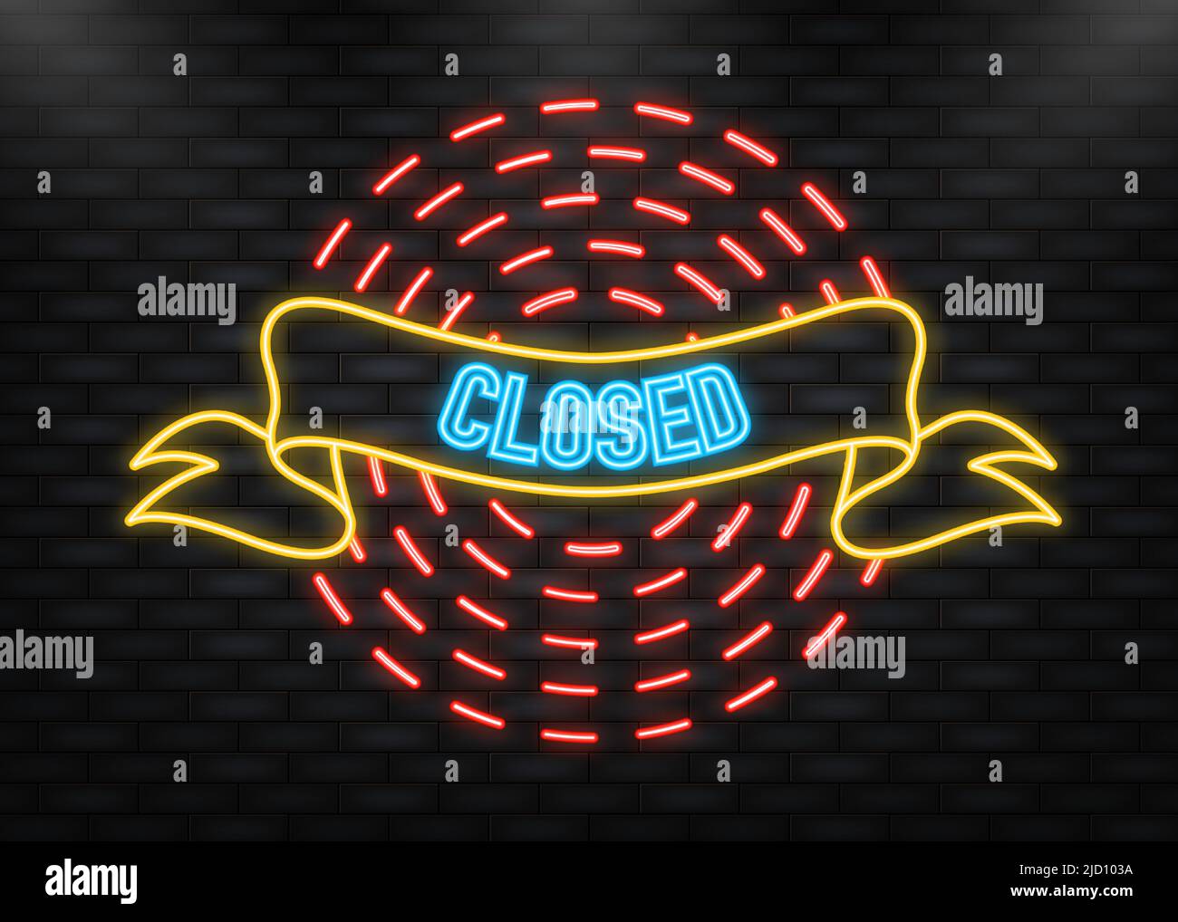 Neon Icon. Vector Closed Store Sign. Vintage ribbon. Vector ...