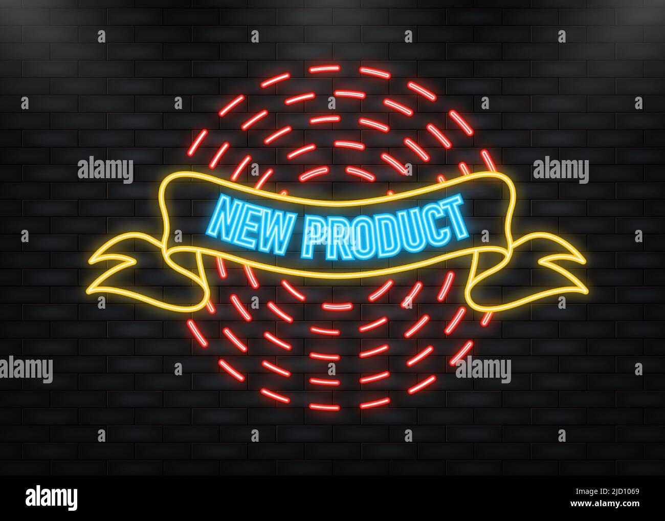 Neon Icon. Vintage new product ribbon on dark background. Modern vector ...