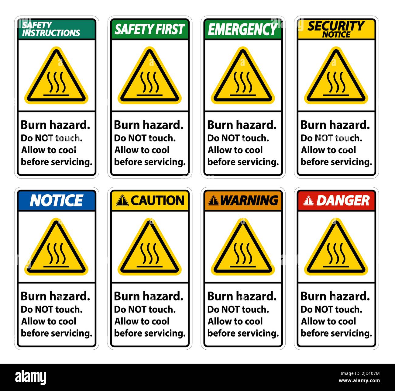 Burn hazard safety,Do not touch label Sign on white background Stock ...
