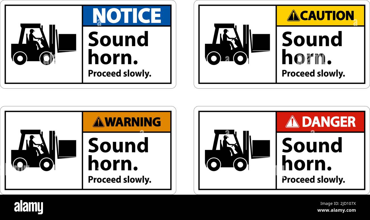 Caution Sound Horn Proceed Slowly Sign On White Background Stock Vector ...
