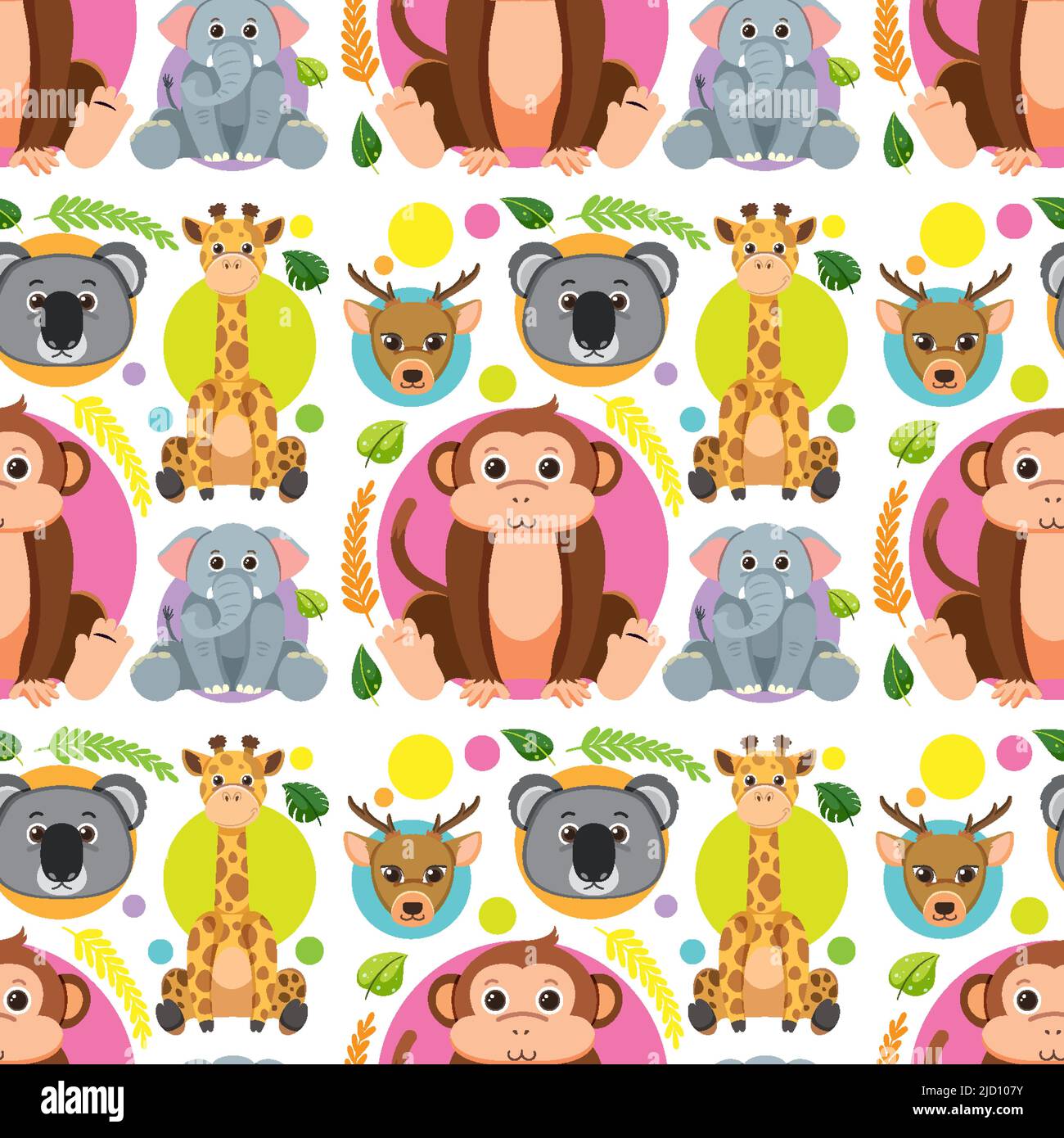Cute animals seamless pattern illustration Stock Vector Image & Art - Alamy