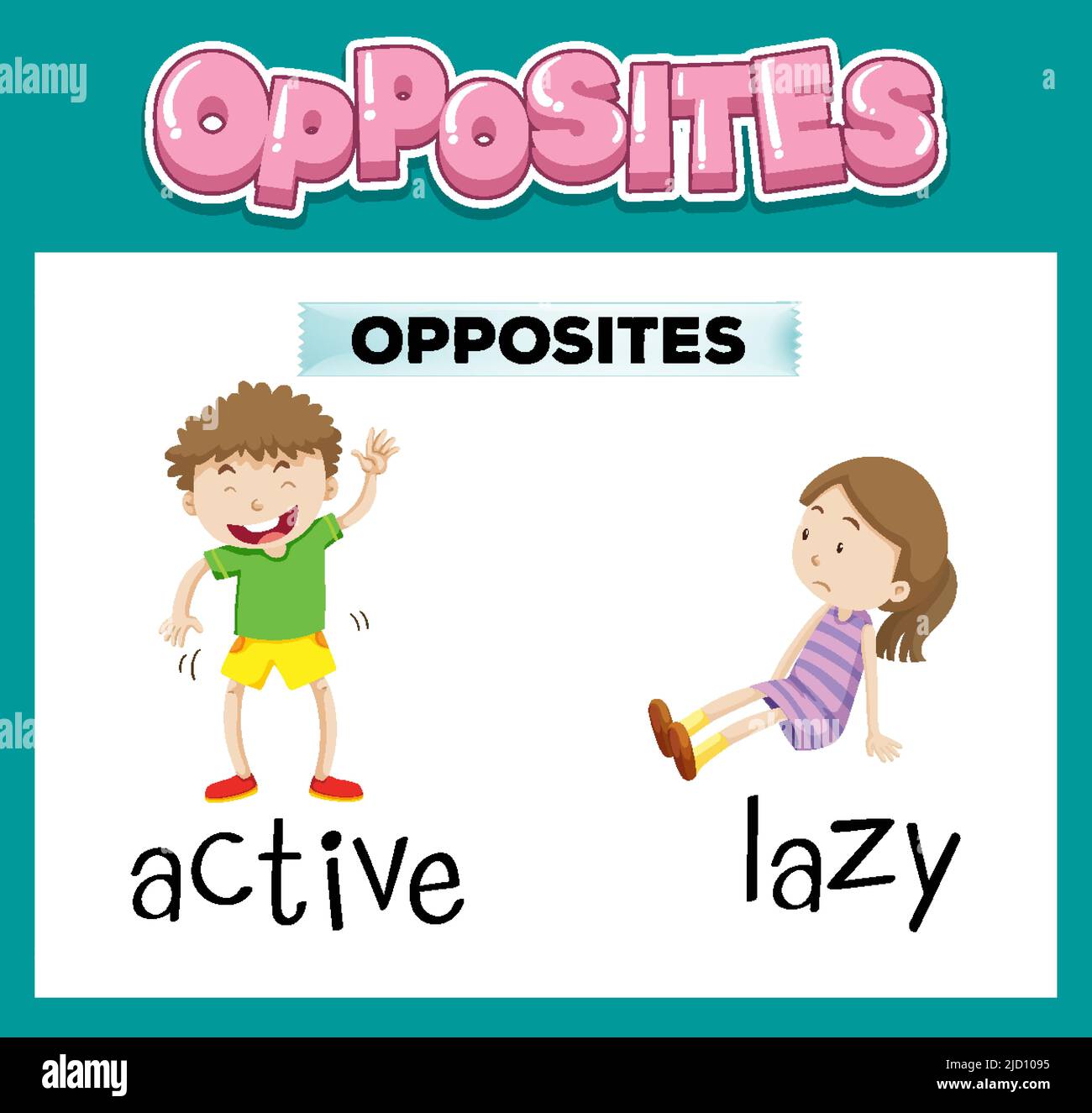 Opposite English words for kids illustration Stock Vector Image & Art ...