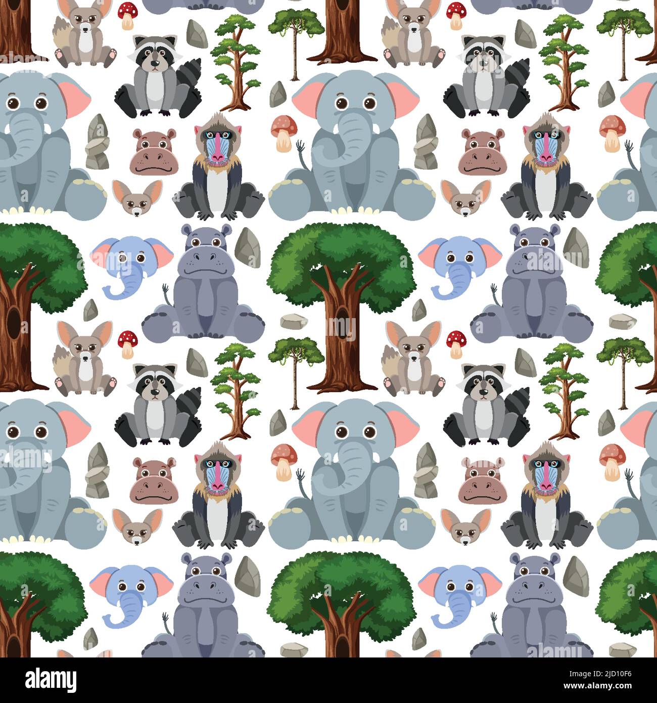 Cute animals seamless pattern illustration Stock Vector Image & Art - Alamy