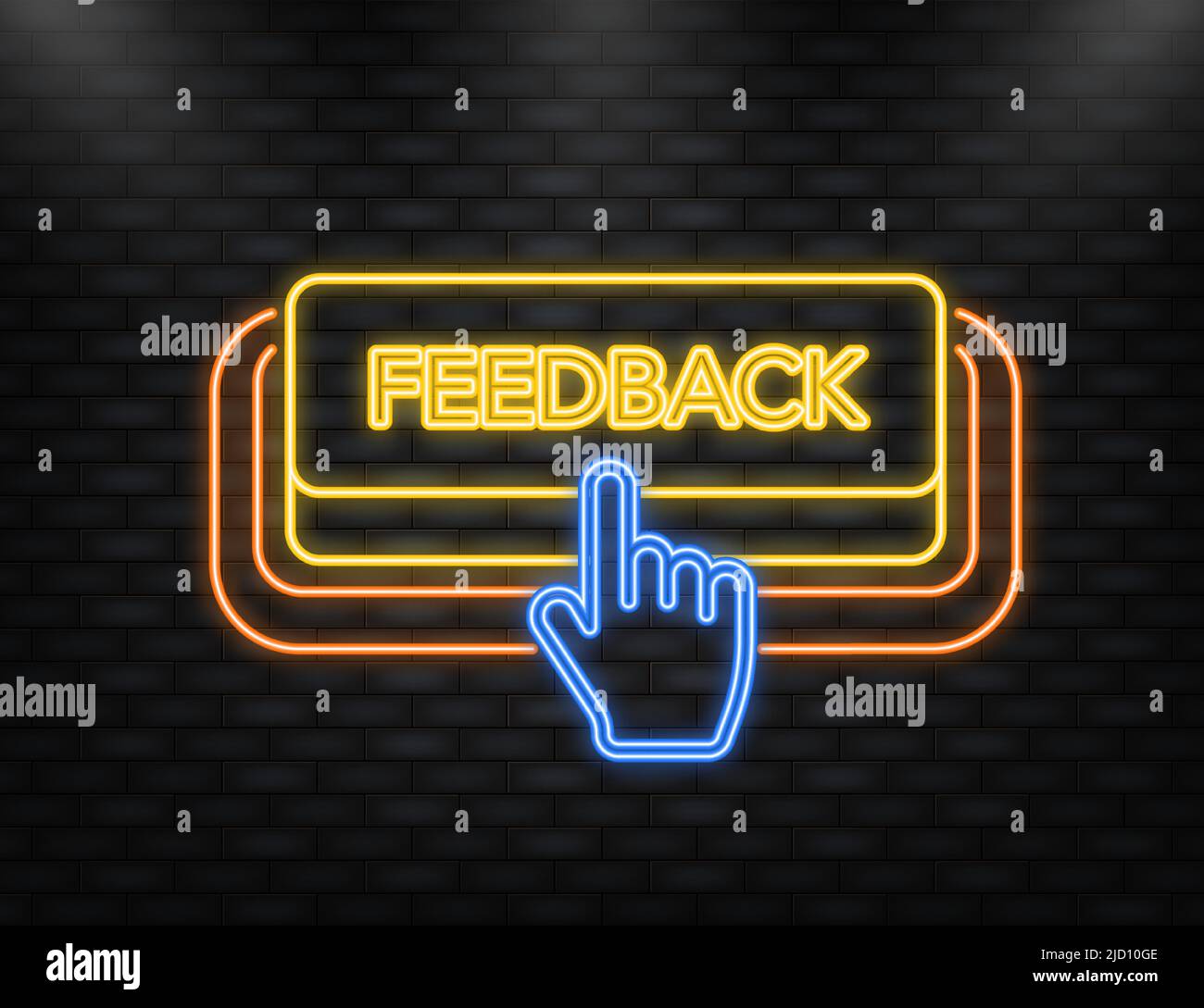 Neon Icon. Icon with yellow feedback 3D button on white background for ...