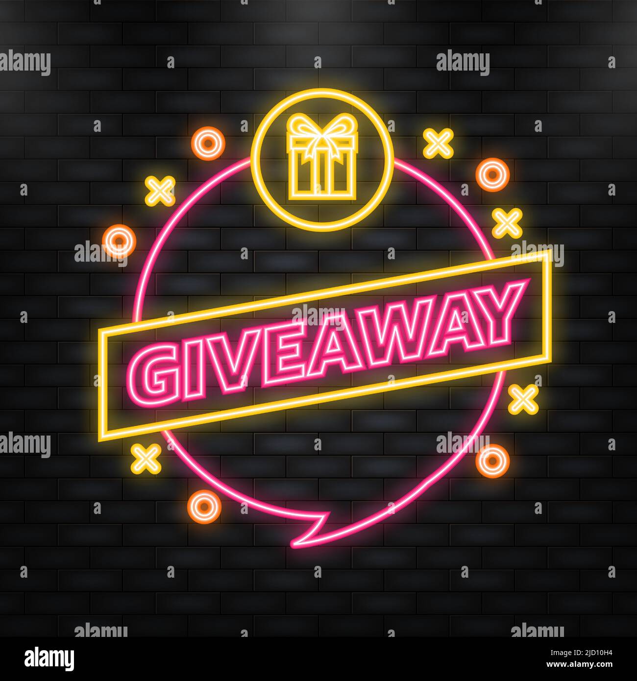 Neon Icon. Giveaway logo template for social media post or website ...