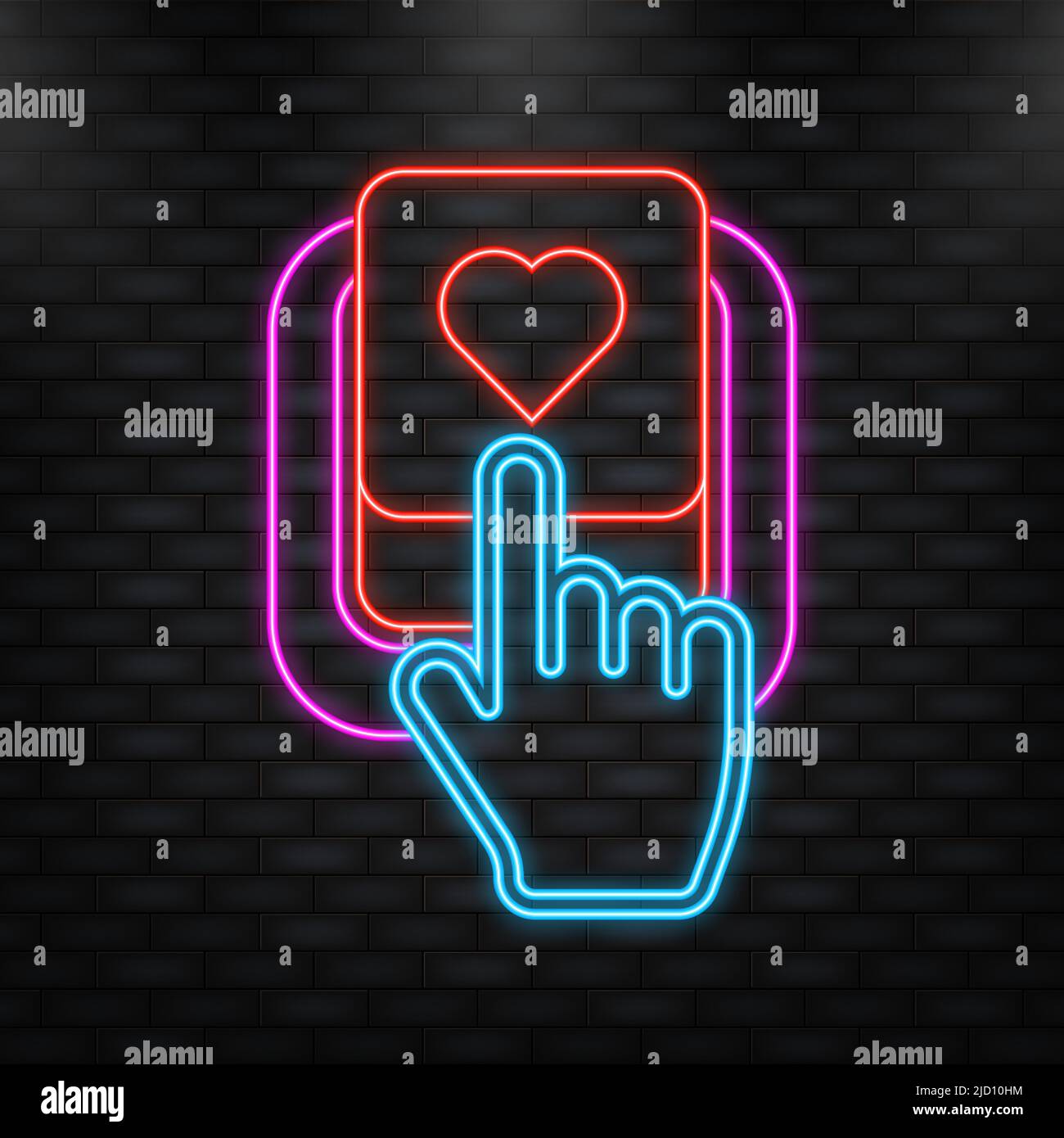 Neon Icon. Donate heart red button in flat style. Vector flat ...