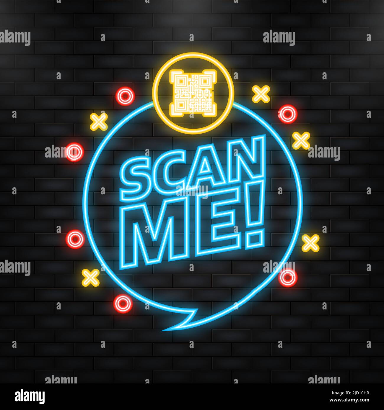 Neon Icon. Scan code smartphone on white background. Isolated white ...