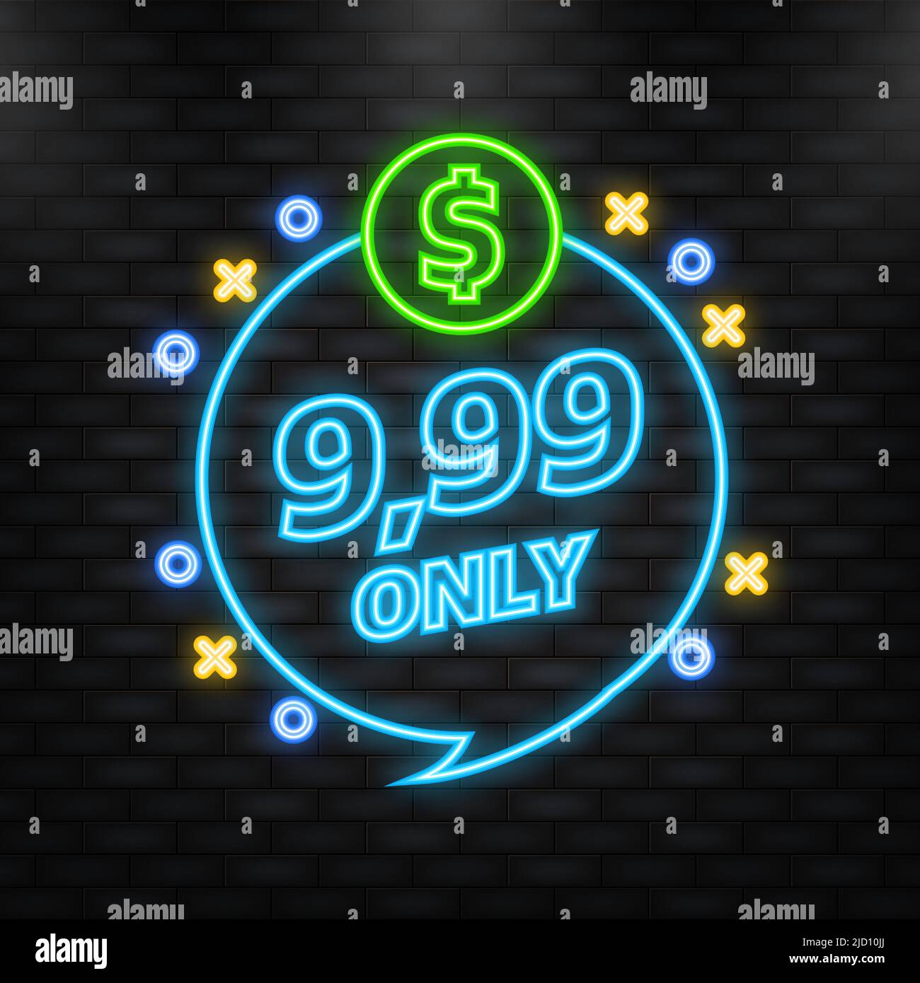 Neon Icon. Sale 9.99 Dollars Only Offer Badge Sticker Design in Flat ...