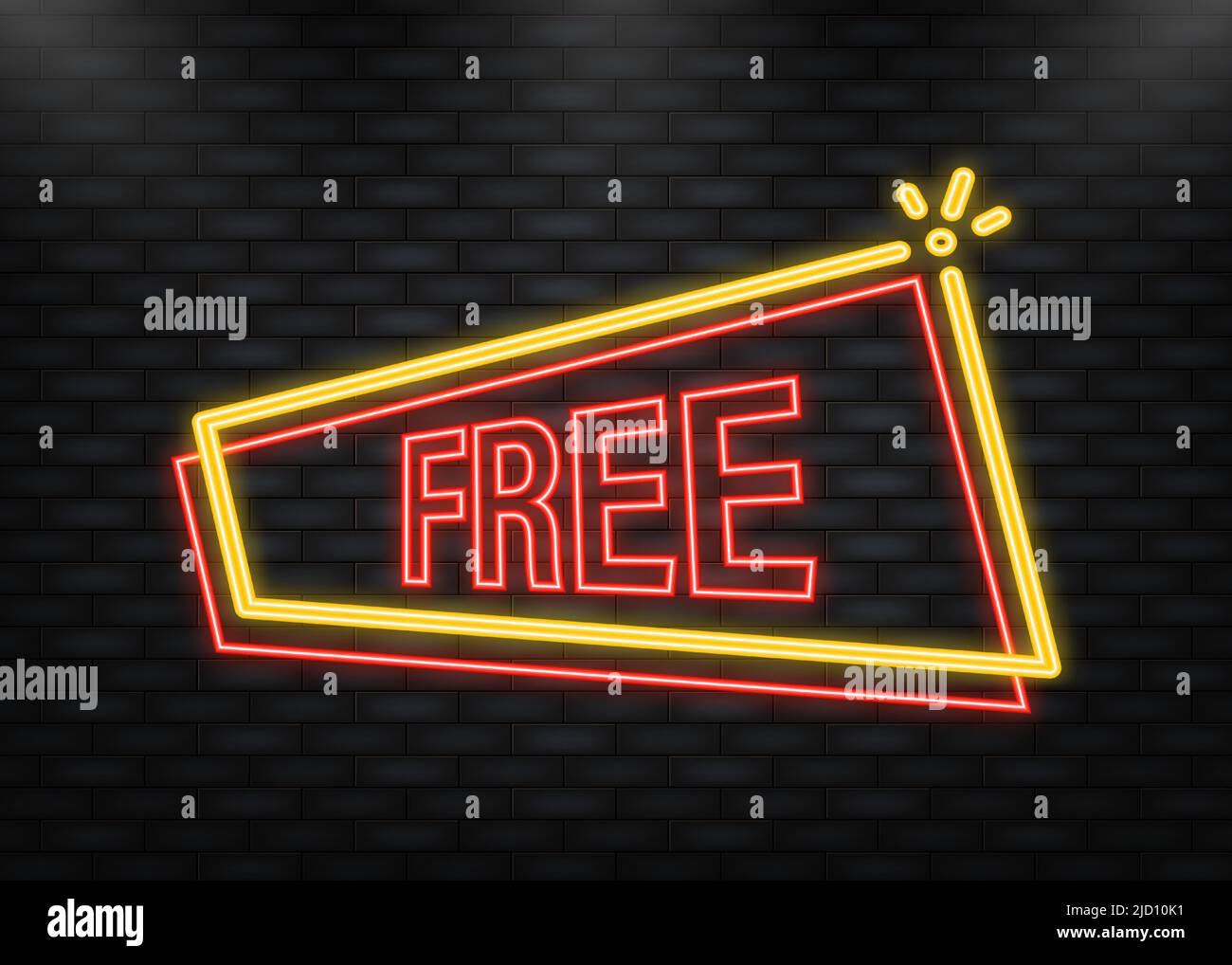 Neon Icon. Flat icon with free banner. Typography poster. Buy offer ...