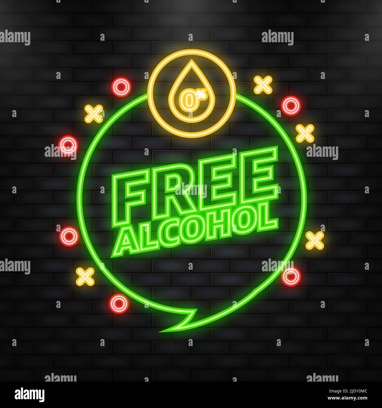 Neon Icon. Alcohol free green icon symbol. Vector illustration Stock ...