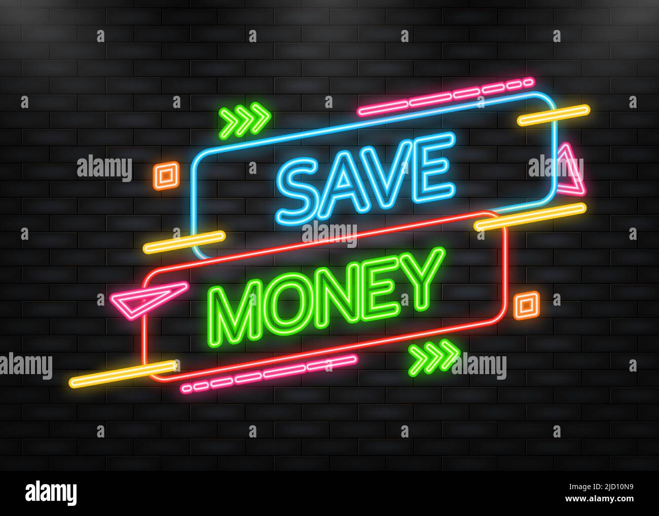Save money neon style banner. Modern red web banner. Mega sale. Web ...
