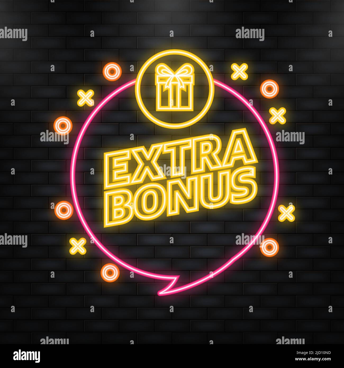 Neon Icon. Extra bonus. Realistic banner. Product advertising. Web ...