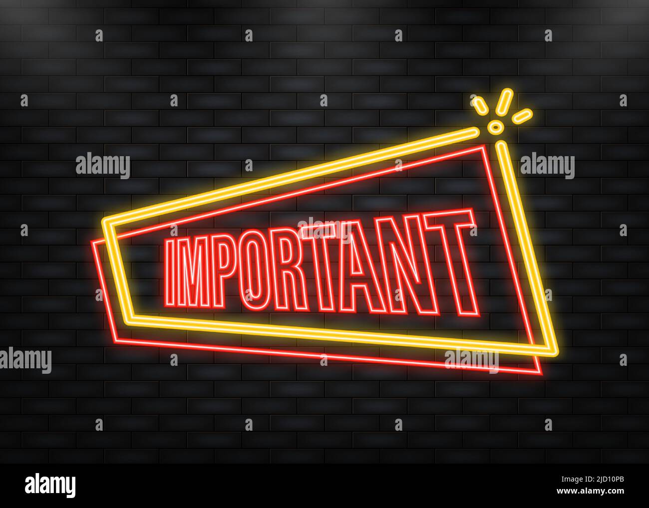Neon Icon. Important red banner in flat style on white background ...