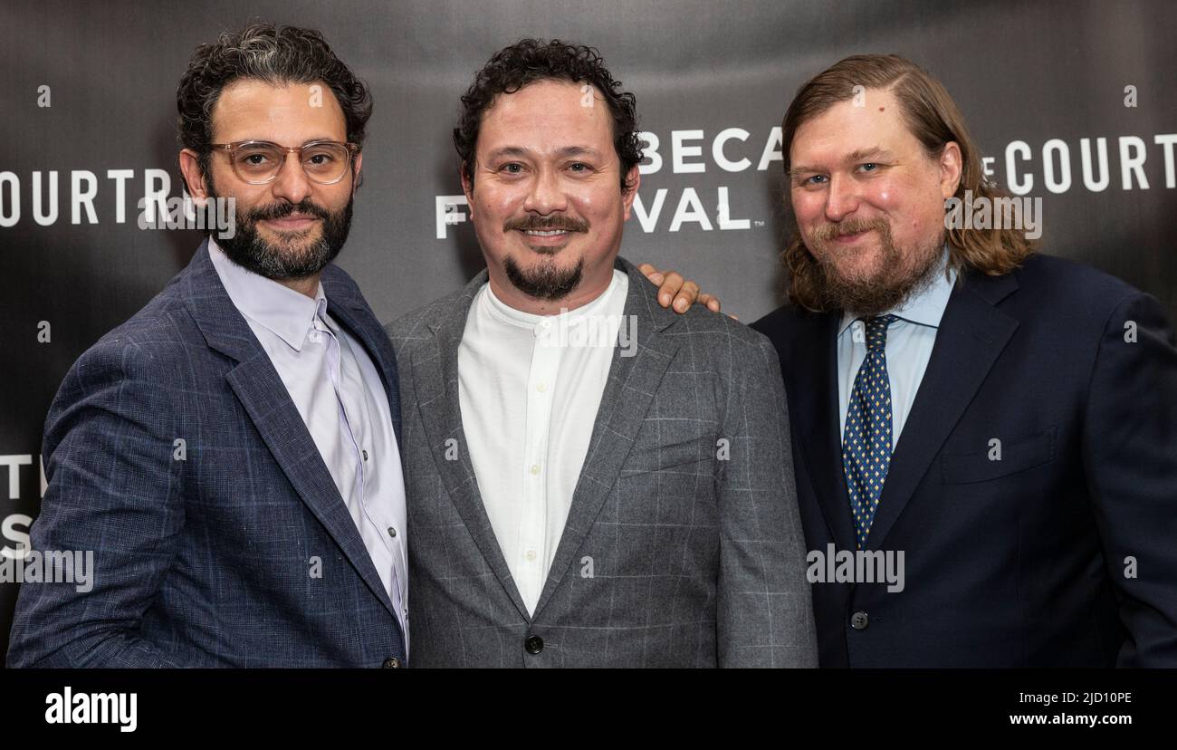 New York, NY - June 16, 2022: Arian Moayed, Michael Braun, Michael ...