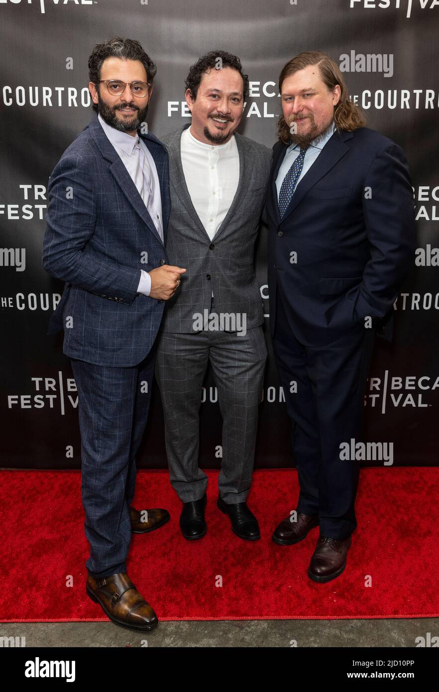 New York, NY - June 16, 2022: Arian Moayed, Michael Braun, Michael ...